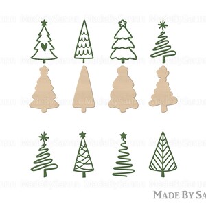 Christmas Tree Bundle Svg, Doodle Tree Svg, Christmas Decor Svg, Laser ...