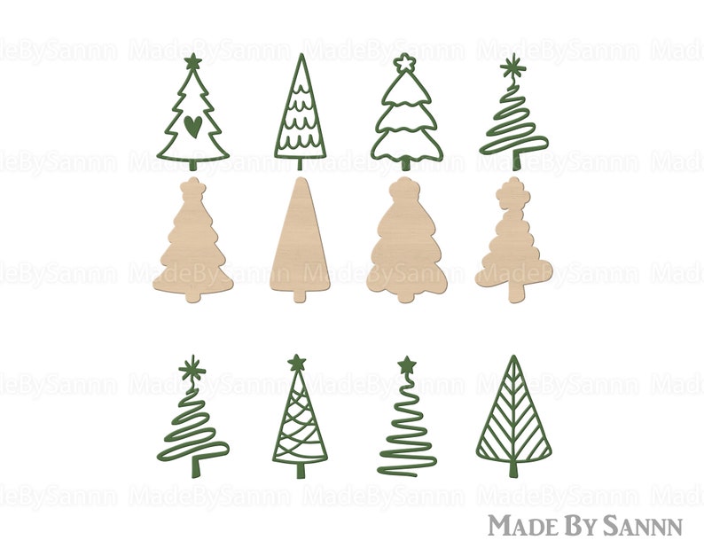Christmas Tree Bundle Svg, Doodle Tree Svg, Christmas Decor Svg, Laser ...