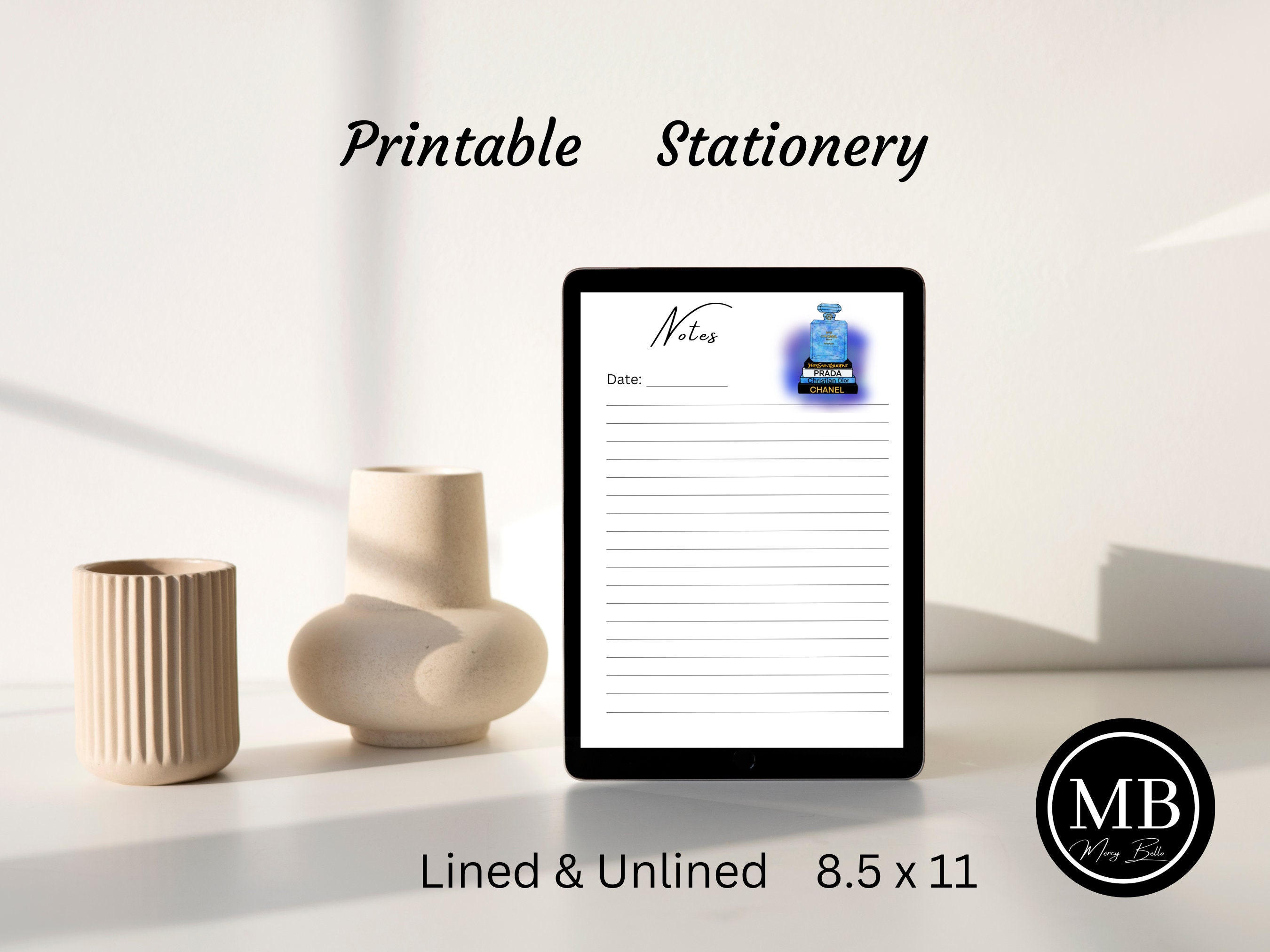 Name Brand Printable Stationery Paper | Goodnotes Notepad Template ...