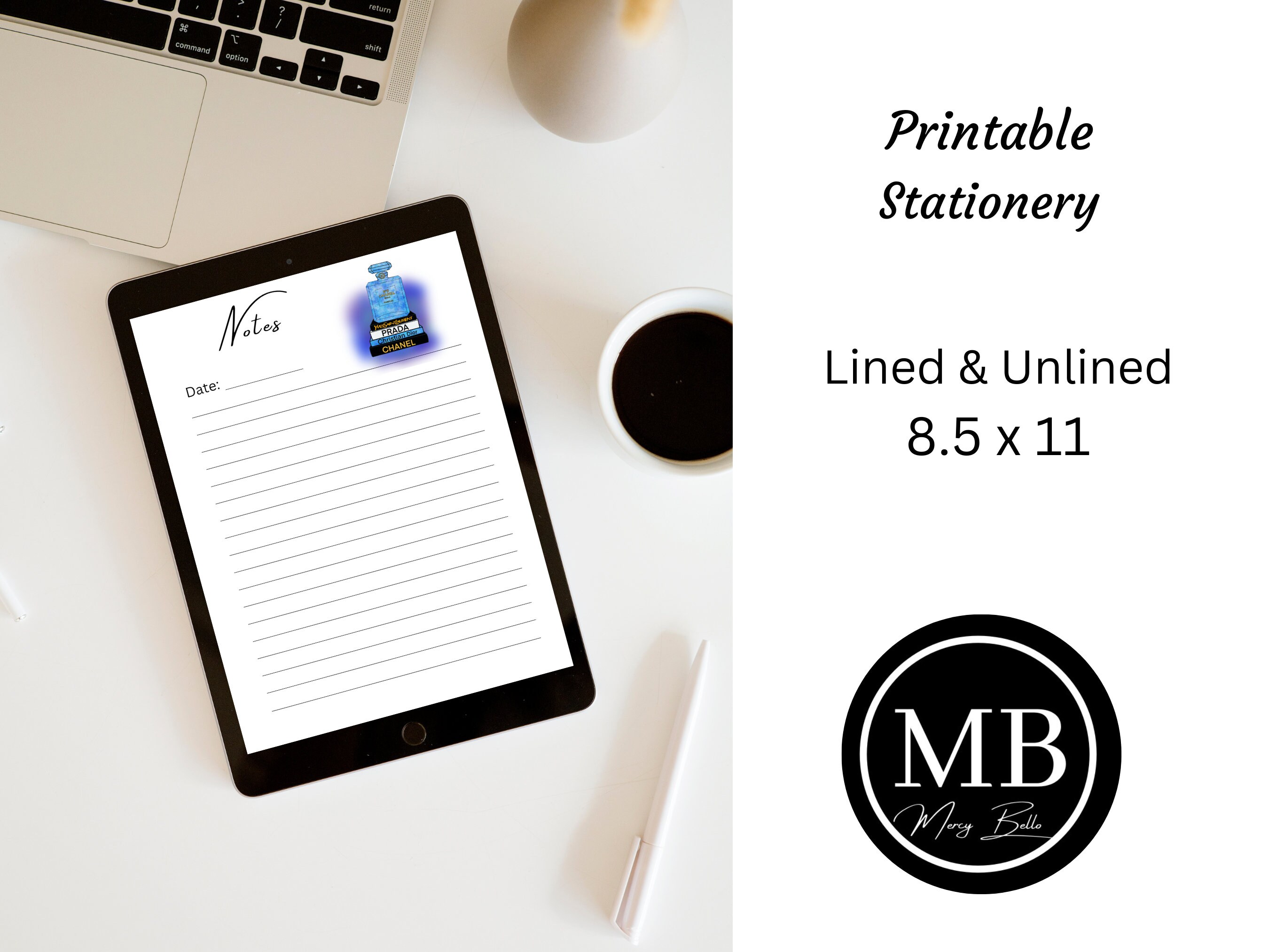 Name Brand Printable Stationery Paper | Goodnotes Notepad Template ...