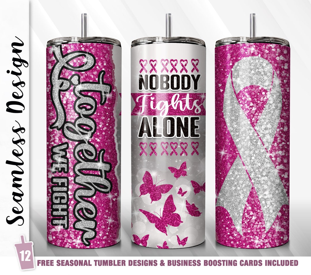 Breast Cancer Tumbler Wrap PNG Pink Ribbon 20oz Skinny Tumbler ...