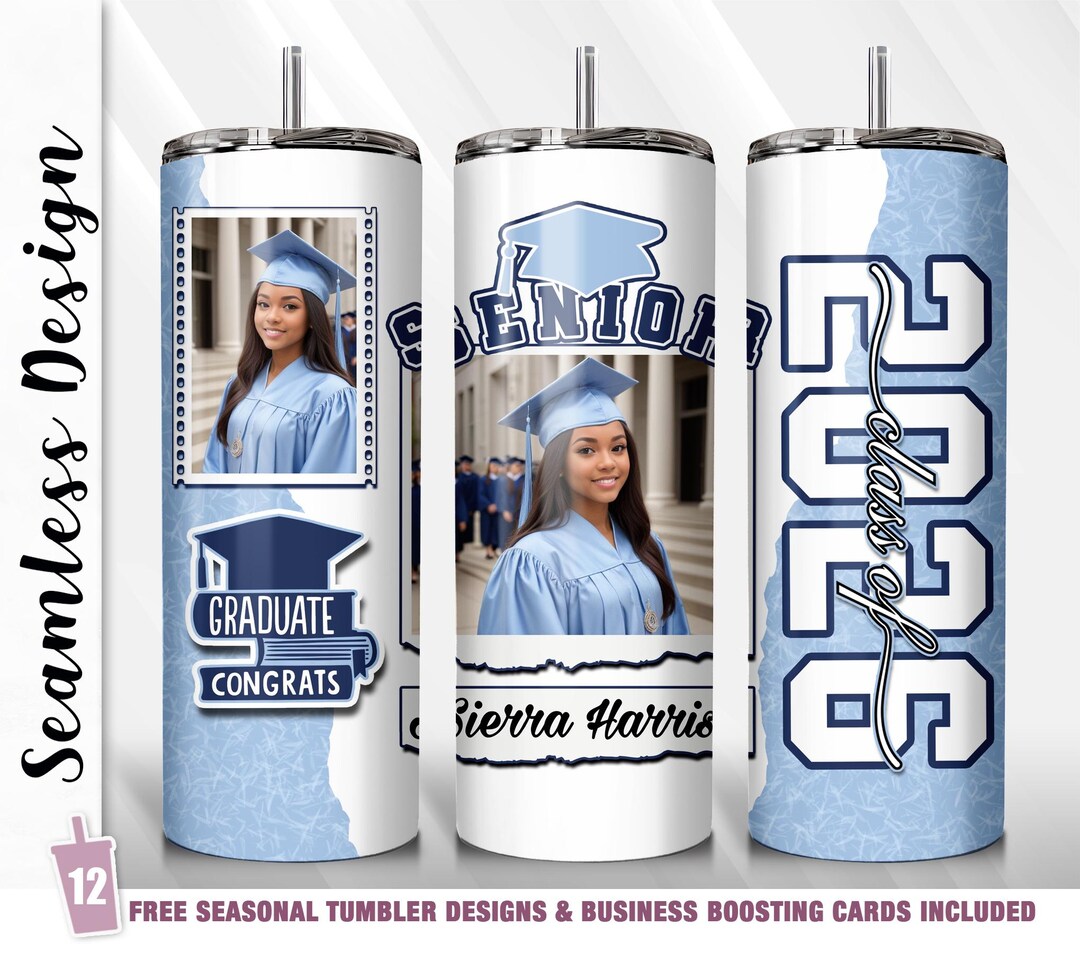 2026 Grad Tumbler PNG Custom Name Photo Tumbler Wrap 20oz Skinny ...