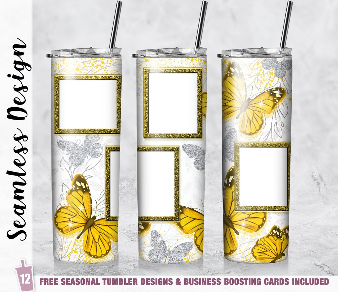 Butterfly Tumbler Wrap PNG Photo Frame Tumbler 20 Oz Skinny Tumbler ...