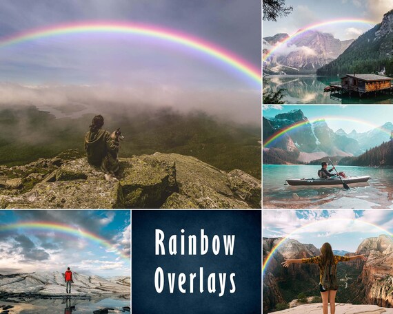 30 Rainbow Overlays Hires Photoshop Overlays Photo Effects | Etsy