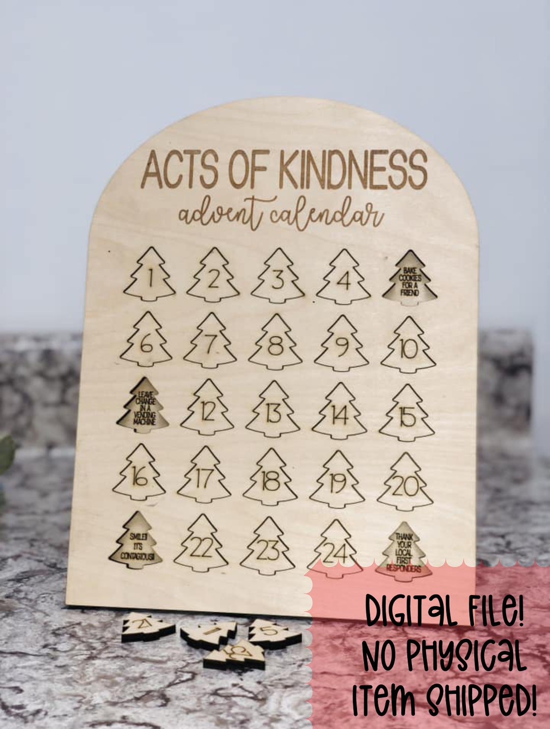 Digital Acts of Kindness Advent Calendar SVG - Glowforge Laser File ...