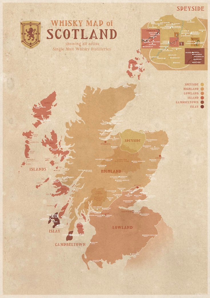 Whisky Map of Scotland classic - Etsy
