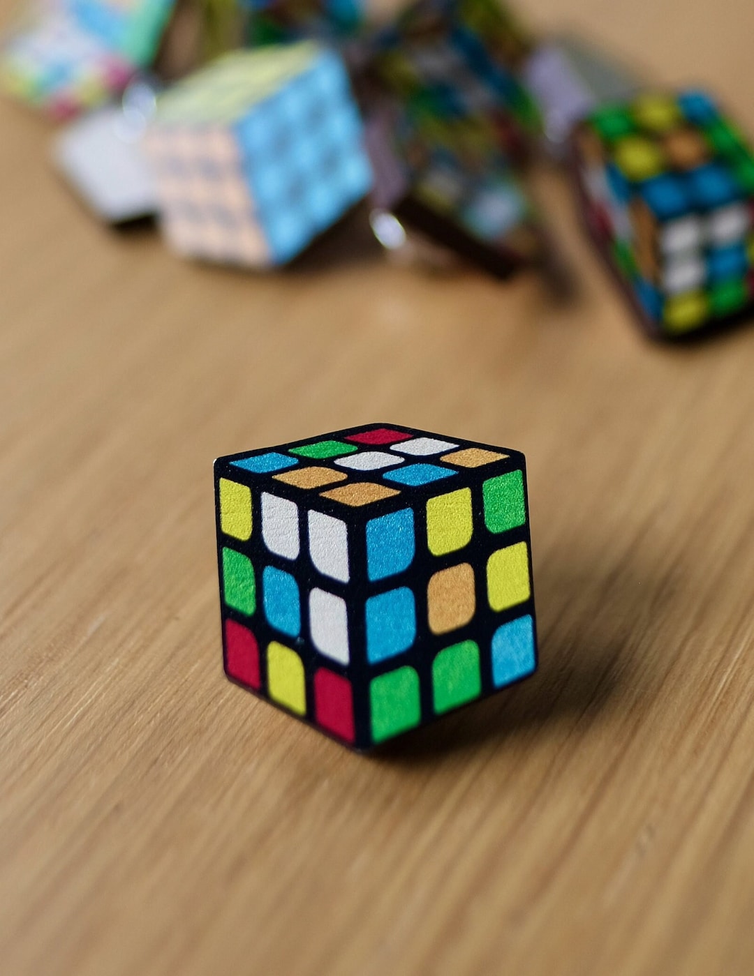 Rubik's Cube Wooden Pin Badge - Etsy