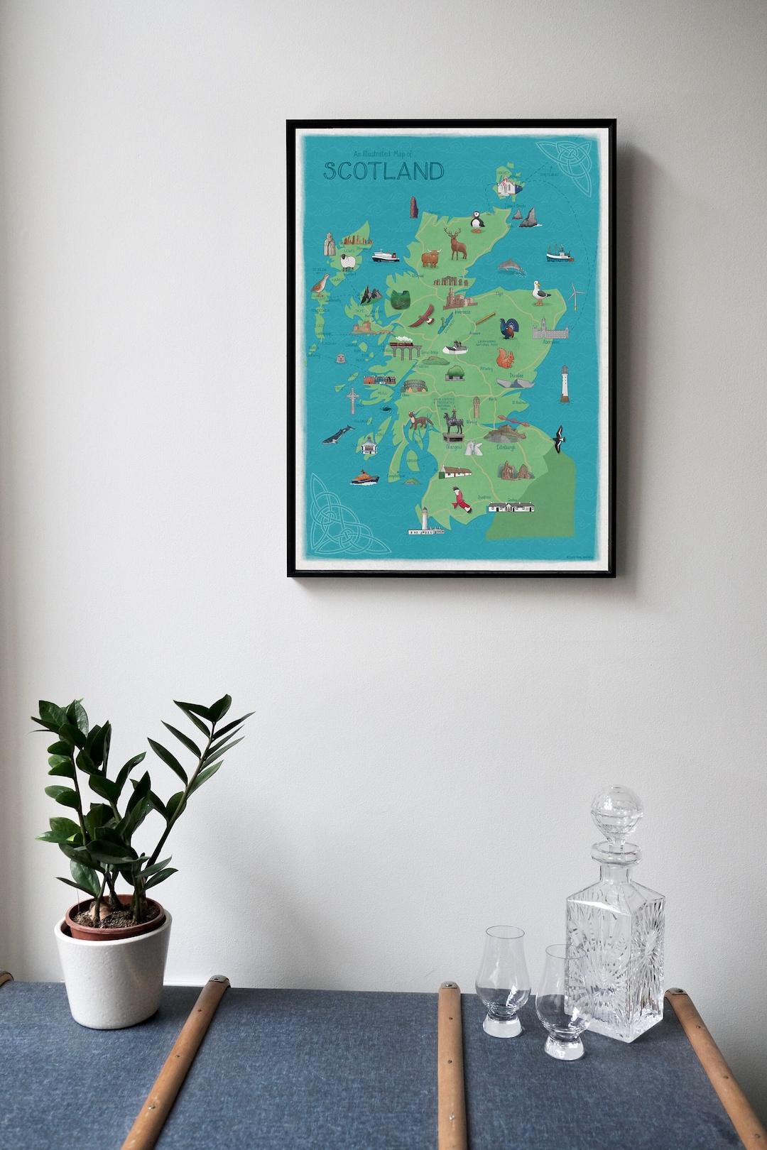 Illustrated Map of Scotland - Etsy UK