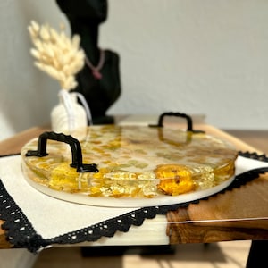 Small Decorative Serving Tray, Black Rustic Tea Tray, Epoxy Resin ...