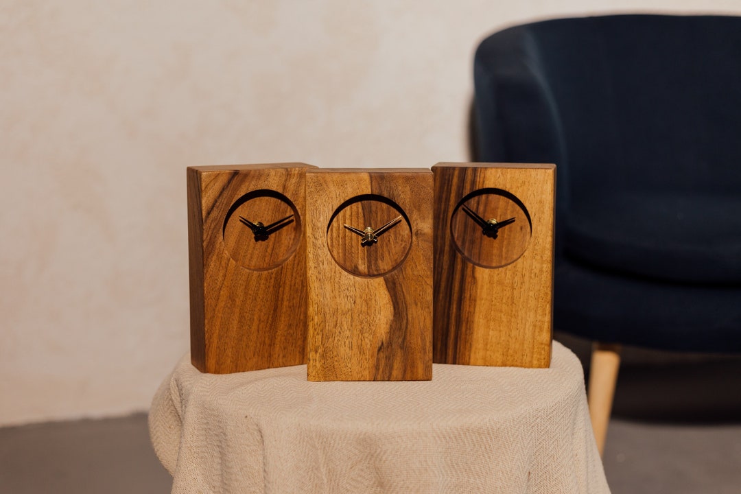 Walnut Desk Clock, Unique Table Top Clock, Minimalist Decor, Modern ...