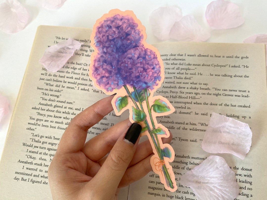 Purple Hydrangea Bookmark - Flower Language "understanding" - Die Cut ...