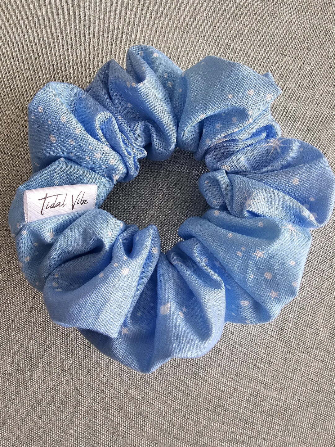 Periwinkle Star Scrunchie | Celestial Hair Tie | Blue Cotton Scrunchie ...