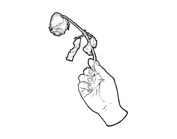 Wilted Rose Hand Drawn Art Print - Etsy