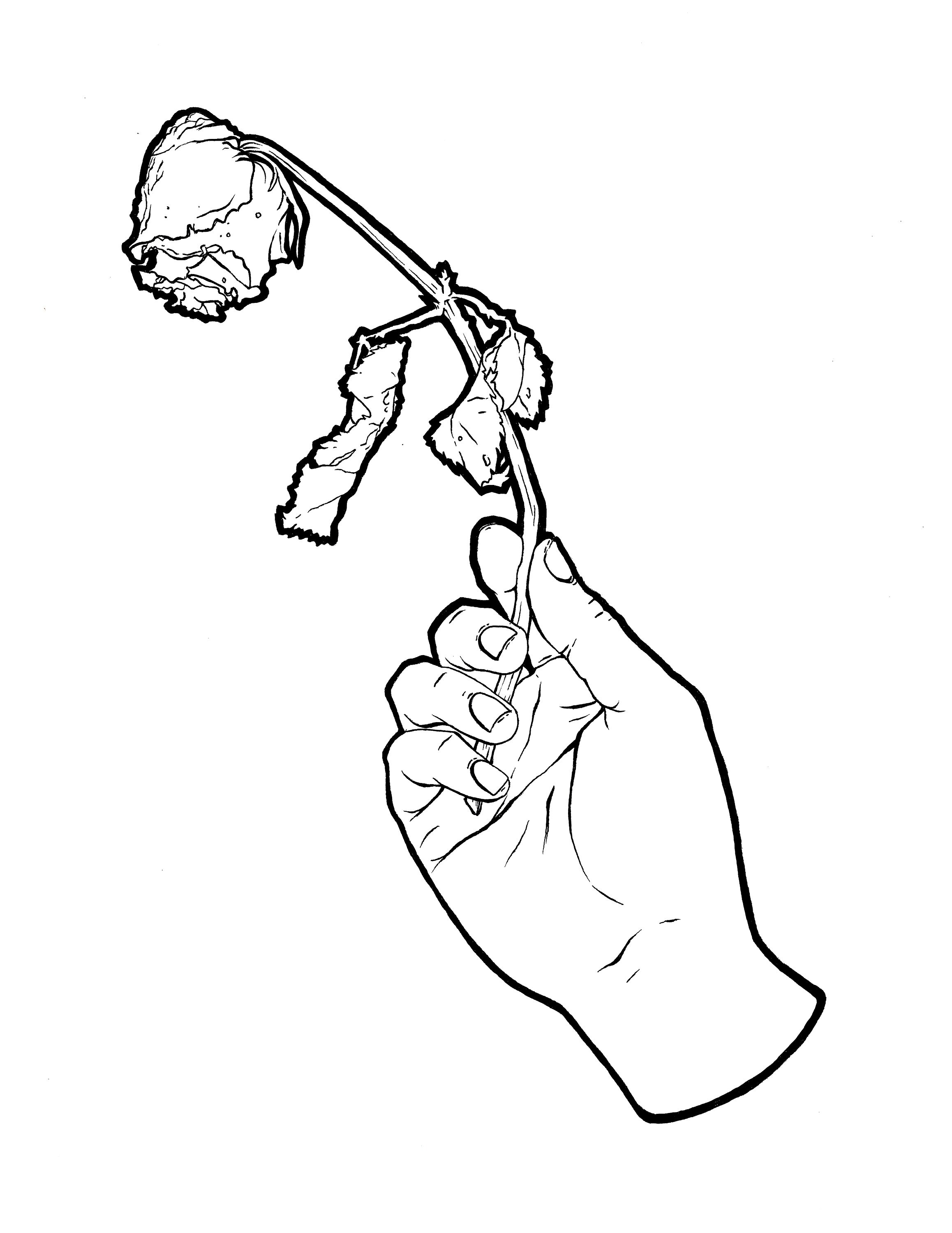 Wilted Rose Hand Drawn Art Print - Etsy