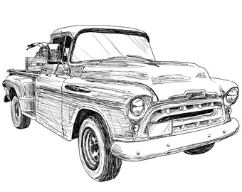 Floral Vintage Pick-up Truck Digital Print Instant Download - Etsy