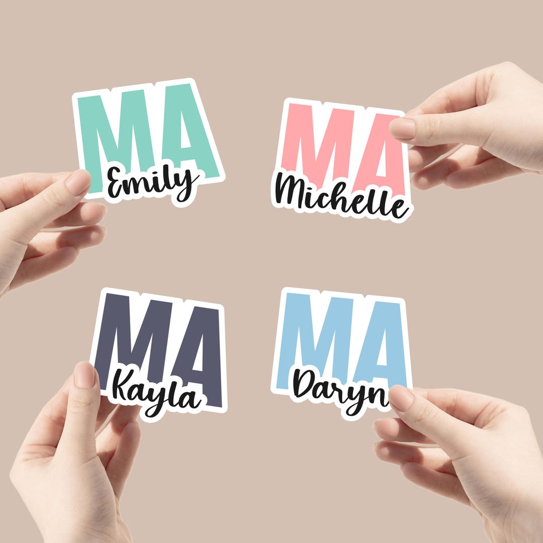 Personalized MA Name Sticker | Water Bottle, Tumbler, Laptop Decal ...