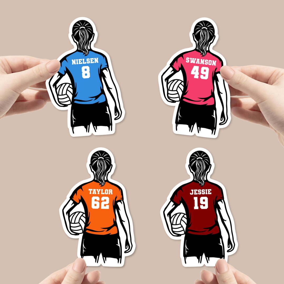 Custom Volleyball Player Sticker: Personalized Name & Number Decal - Etsy