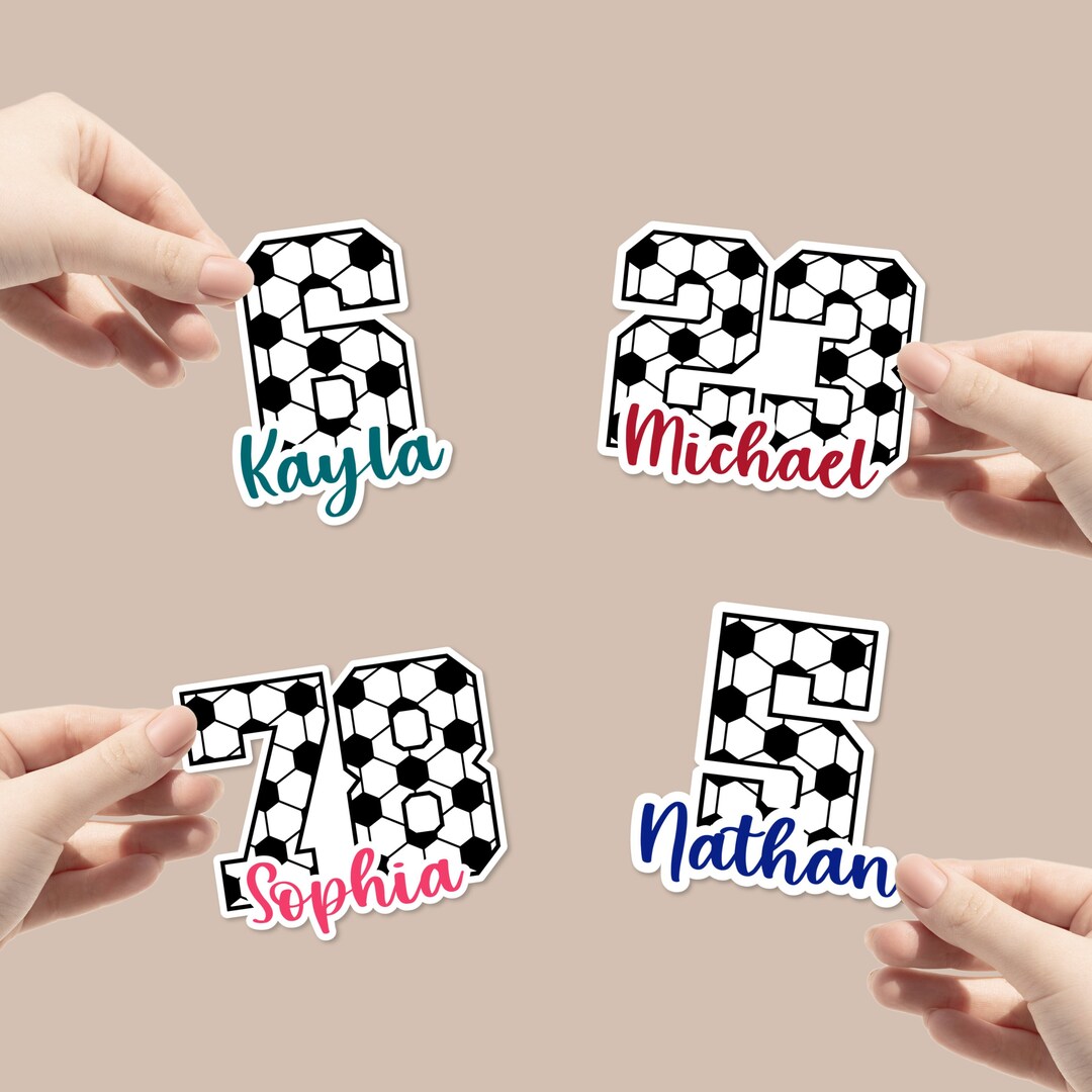 Personalized Name Sticker With Soccer Number | Water Bottle, Tumbler ...