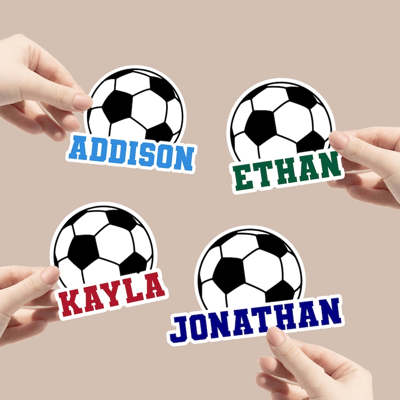Personalized Name Sticker With Soccer Ball | Water Bottle, Tumbler ...