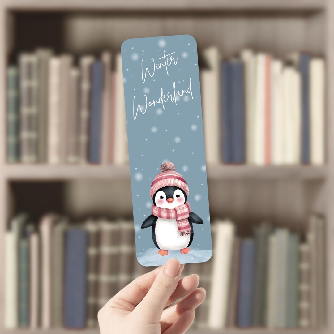 Glossy Laminated Bookmark - Cozy Penguin in a Winter Wonderland - Etsy