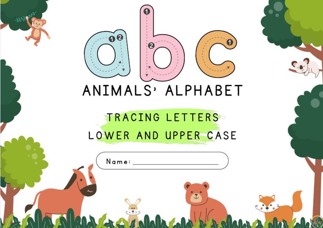 Animals Alphabet Tracing Letters Worksheets - Etsy