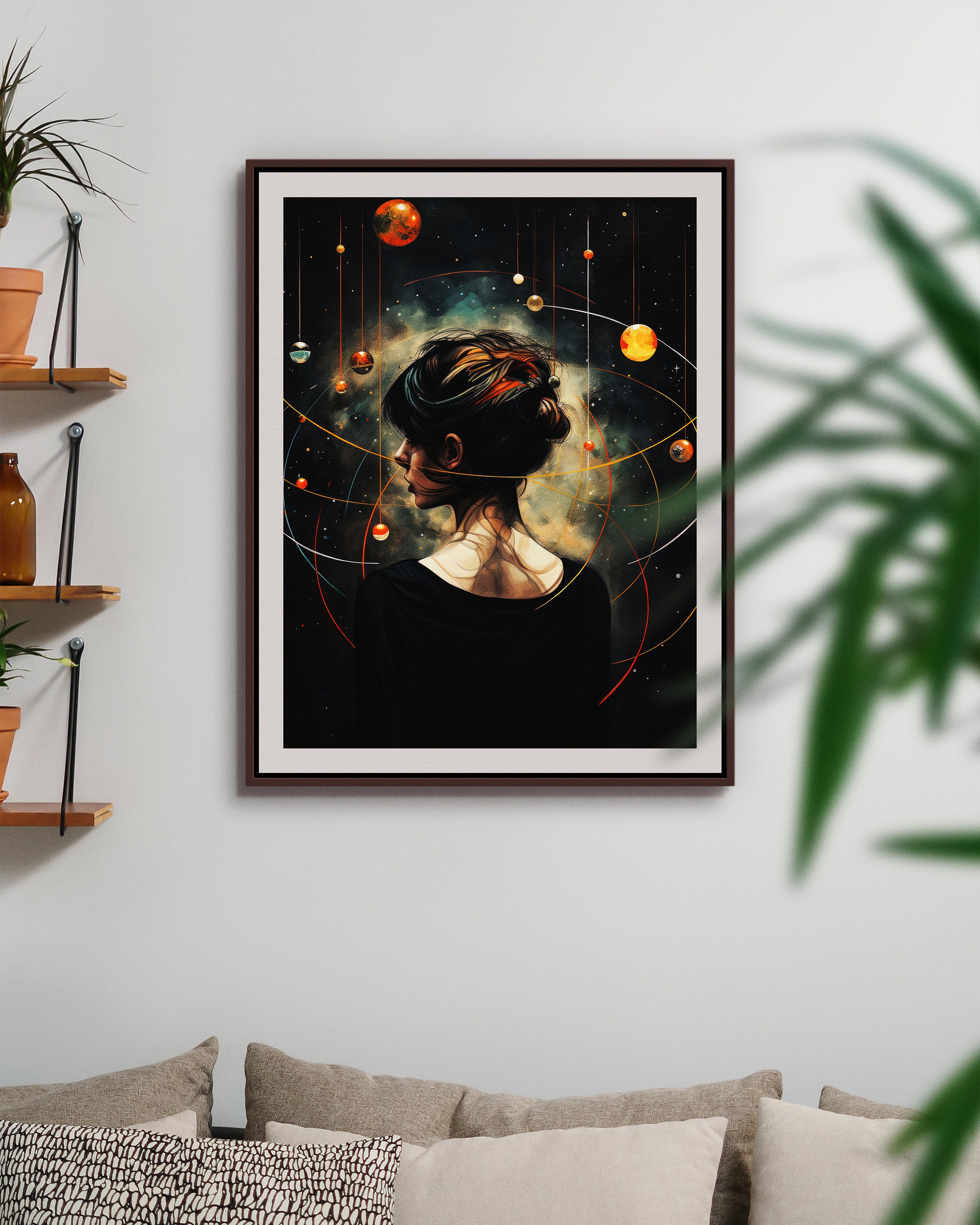 Unframed Art Print Cosmic Woman Poster Minimalist Space Art Celestial ...