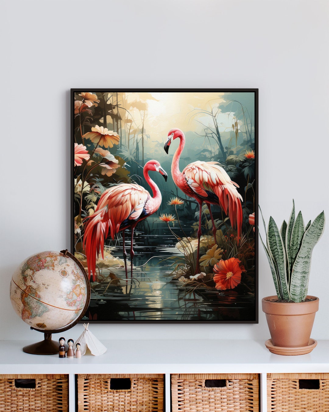 Flamingo Art Poster . . Flamingo Fine Art Style . Birds and - Etsy