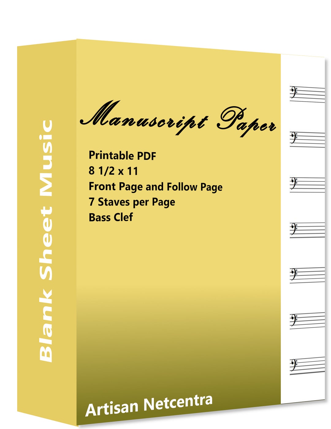 Seven Stave Bass Manuscript Pages - Etsy