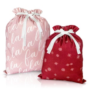 Christmas Fabric Gift Bag Reusable Drawstring Xmas Holiday - Etsy