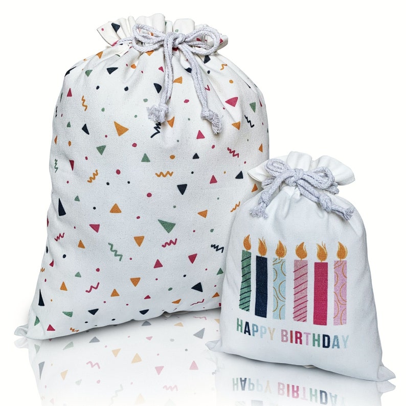 Birthday Fabric Gift Bags Pastel Reusable Drawstring Cloth - Etsy