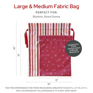 Christmas Fabric Gift Bag, Reusable Drawstring, Xmas, Holiday, Premium ...
