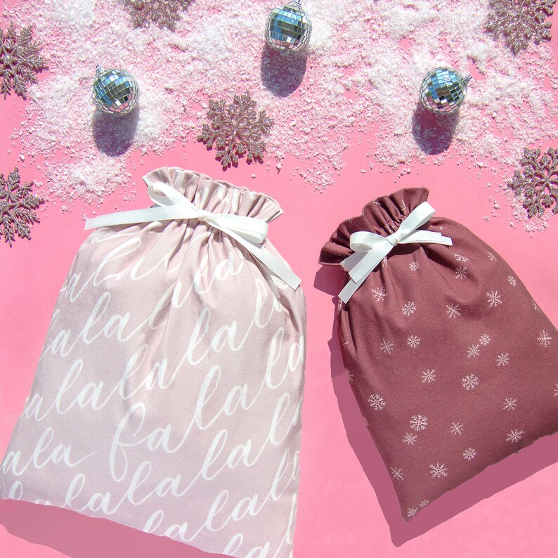Christmas Fabric Gift Bag Reusable Drawstring Xmas Holiday - Etsy