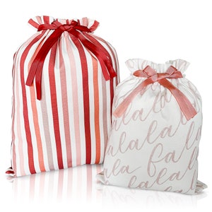 Christmas Fabric Gift Bag Reusable Drawstring Xmas Holiday - Etsy
