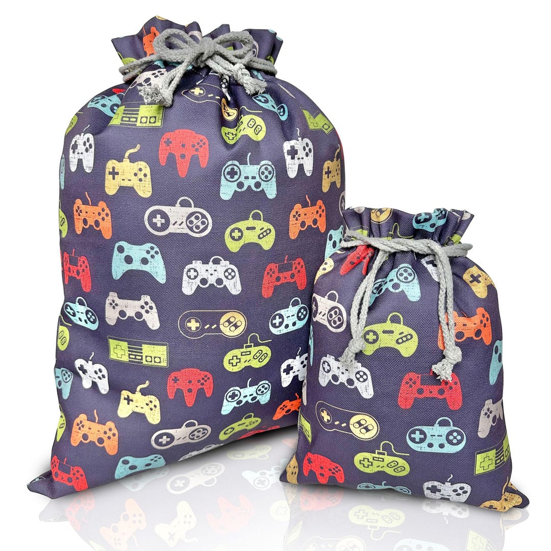 Video Game Fabric Gift Bag Set: Reusable Birthday Wrapping - Etsy