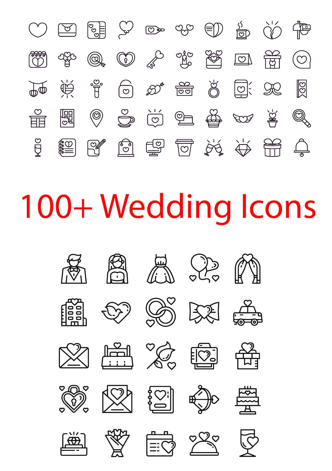 100+ Wedding Icons: Simple Designs (digital Download) - Etsy