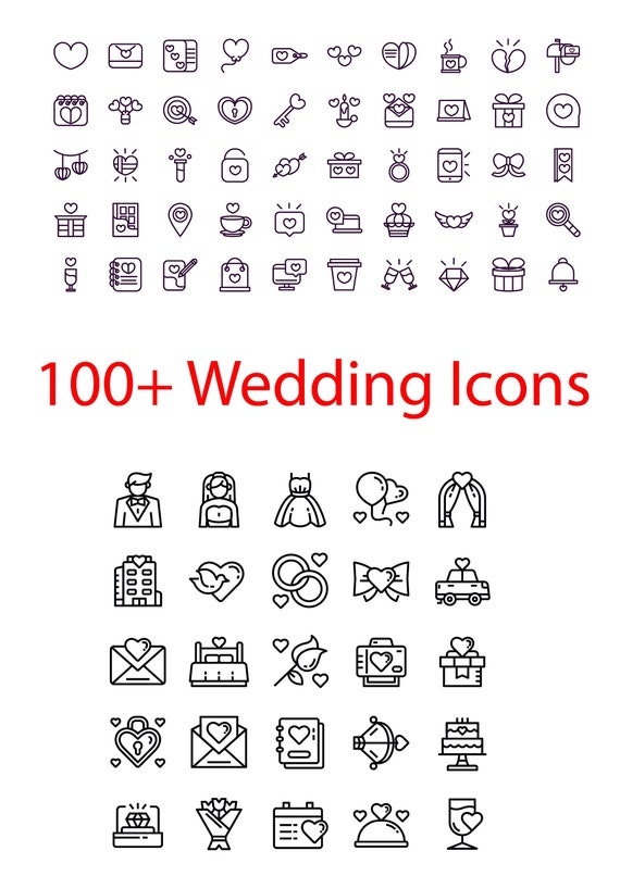 100 Wedding Icons Download Wedding Icons - Etsy