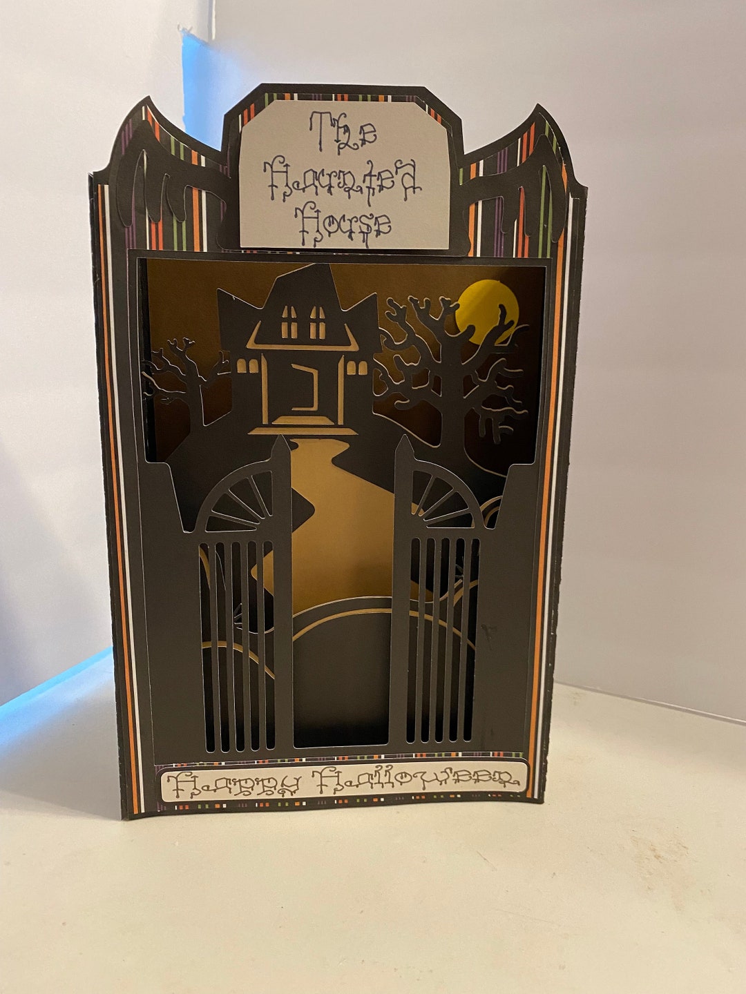Haunted House Halloween Card - Etsy