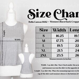 6682 Size Chart, Crop Tank Size Chart, Size Chart for 6682 Bella Canvas ...