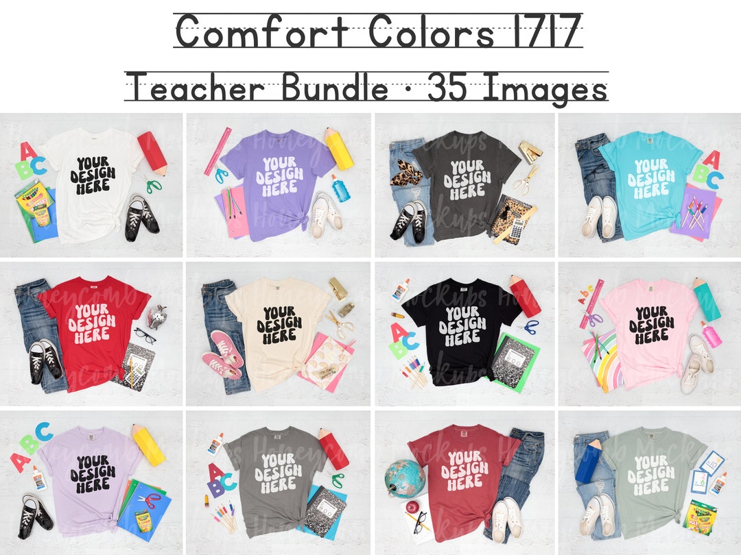 Teacher Comfort Colors 1717 Mockup Bundle, Teacher Mockup, School ...