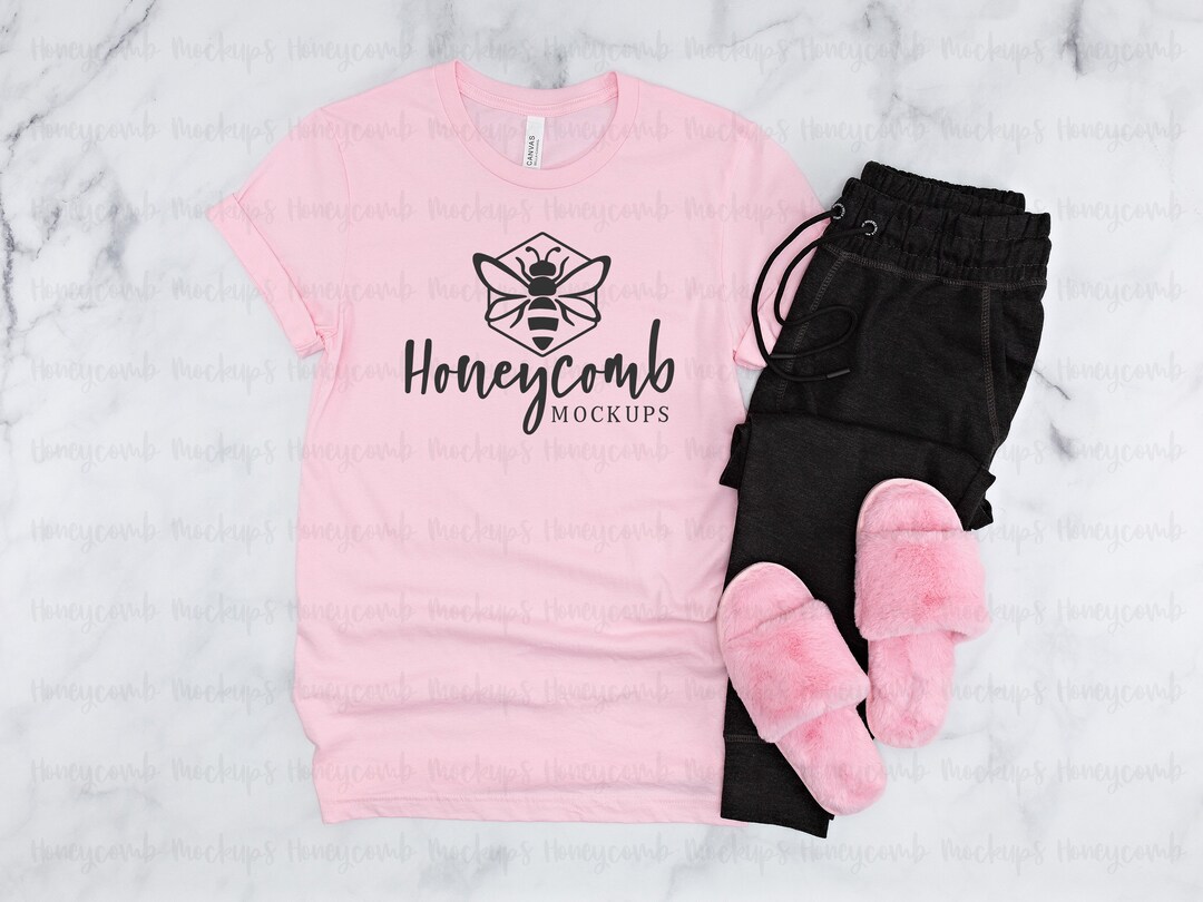 3001 Pink Mockup, Bella Canvas Pink Shirt Mockup, Cozy Mockup, Pajama ...