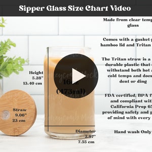 Sipper Glass Video Mockup, Sipper Glass Size Chart, Printify Sipper ...