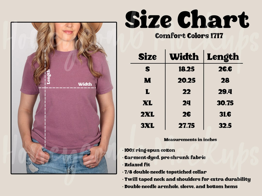 1717 Size Chart, Comfort Colors 1717 Size Chart, Comfort Colors Size ...
