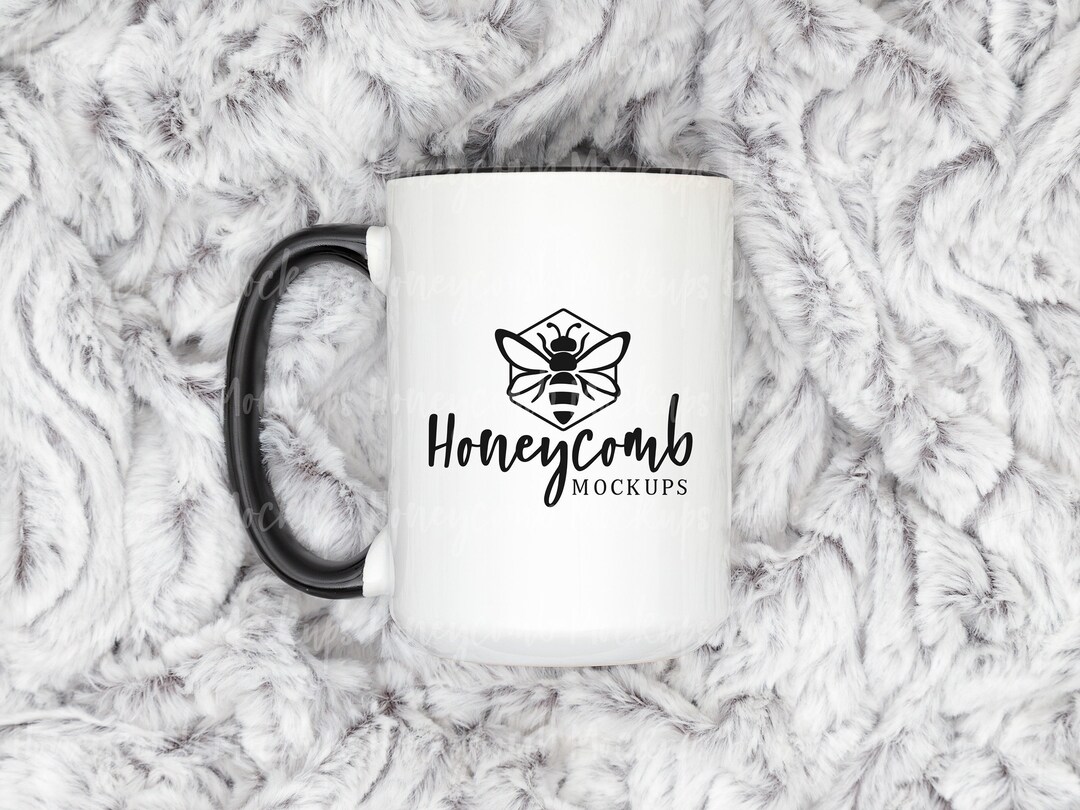 15oz Black Accent Mug Mockup, Black Handle Mug Mockup, Cozy Mug Mockup ...