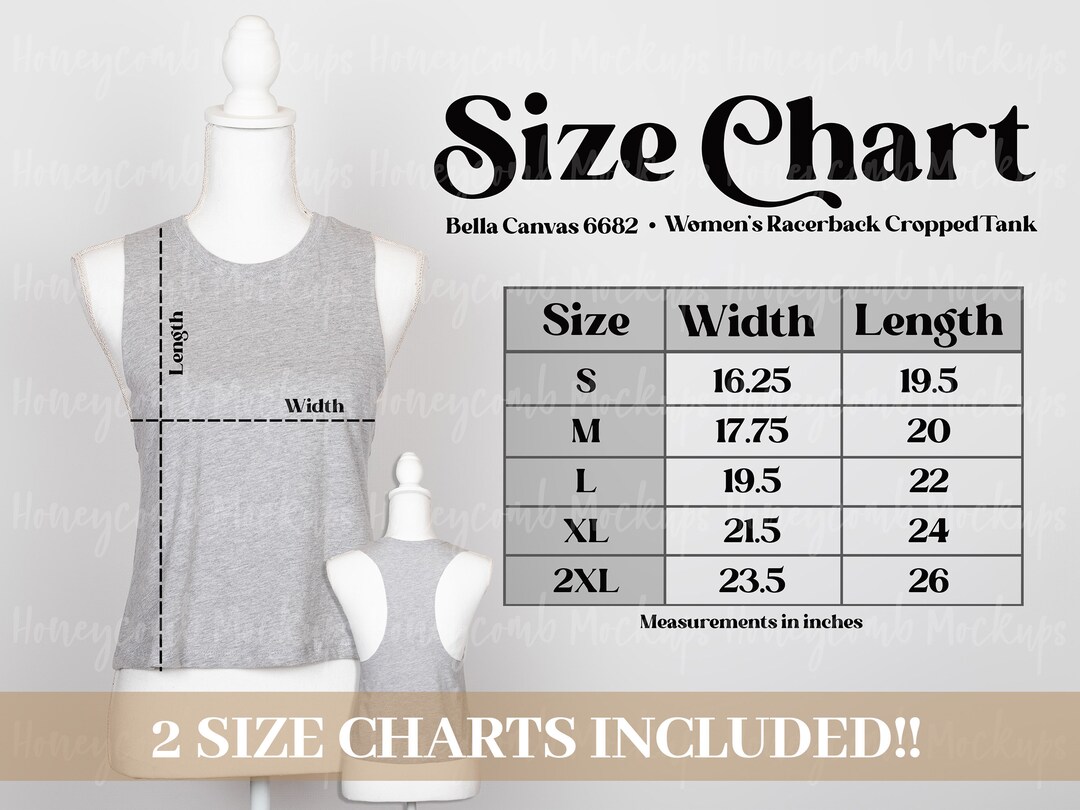 6682 Size Chart, Crop Tank Size Chart, Size Chart for 6682 Bella Canvas ...