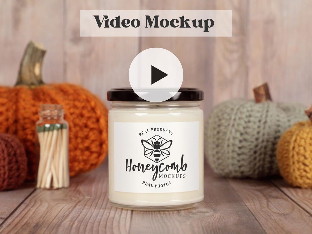Printify 9oz Soy Candle Video Mockup, Fall Candle Mockup Mockup ...