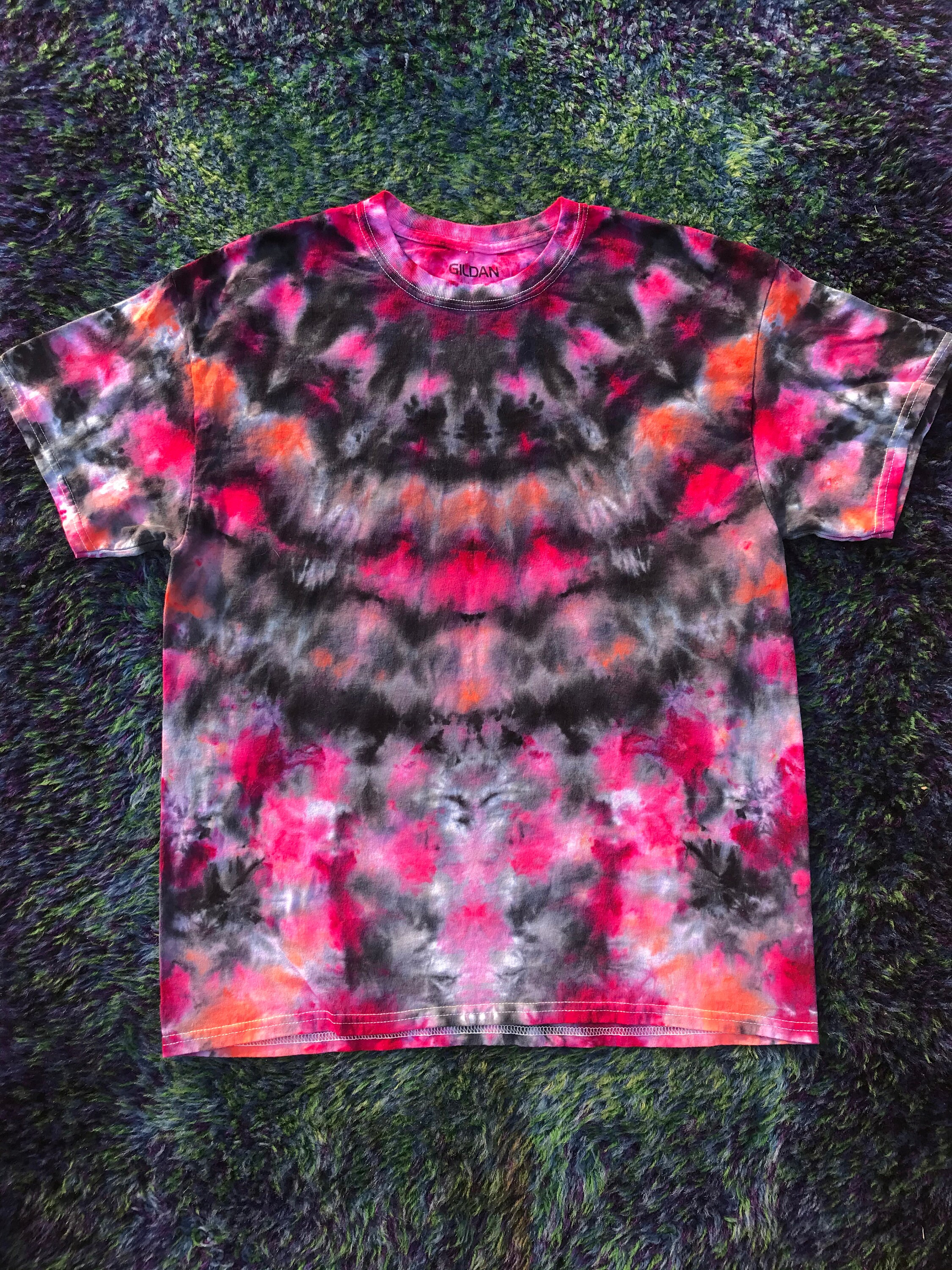 L Pinkblack Peacock Tie Dye Shirt Etsy