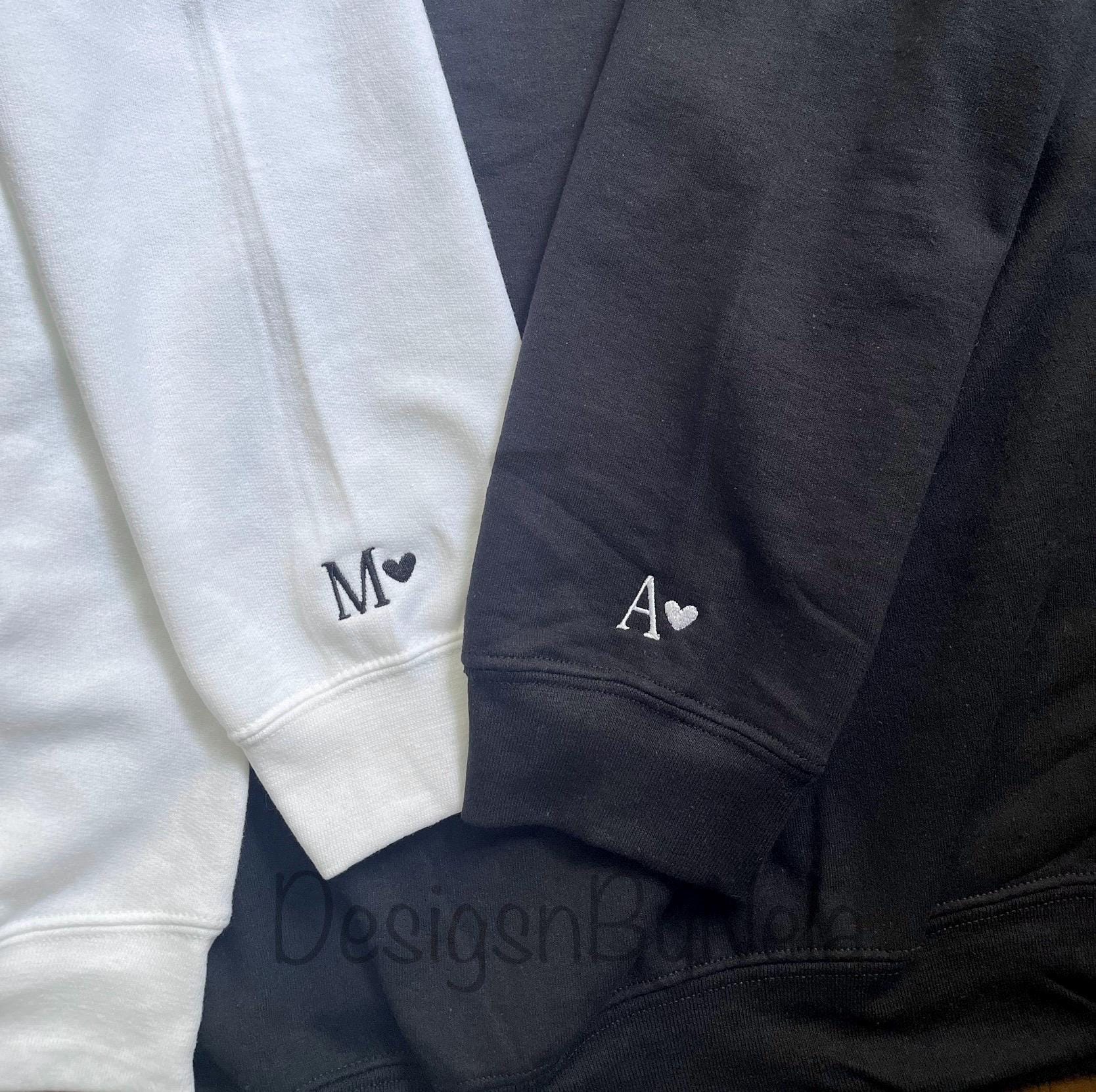 Custom Embroidered Initial Heart Sweatshirt, Couple Initials Sweatshirt ...