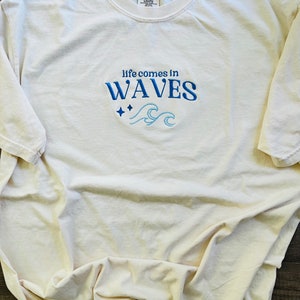 Embroidered Ocean Waves Shirt, Beach Shirt, Summer Shirt, Sunkissed ...