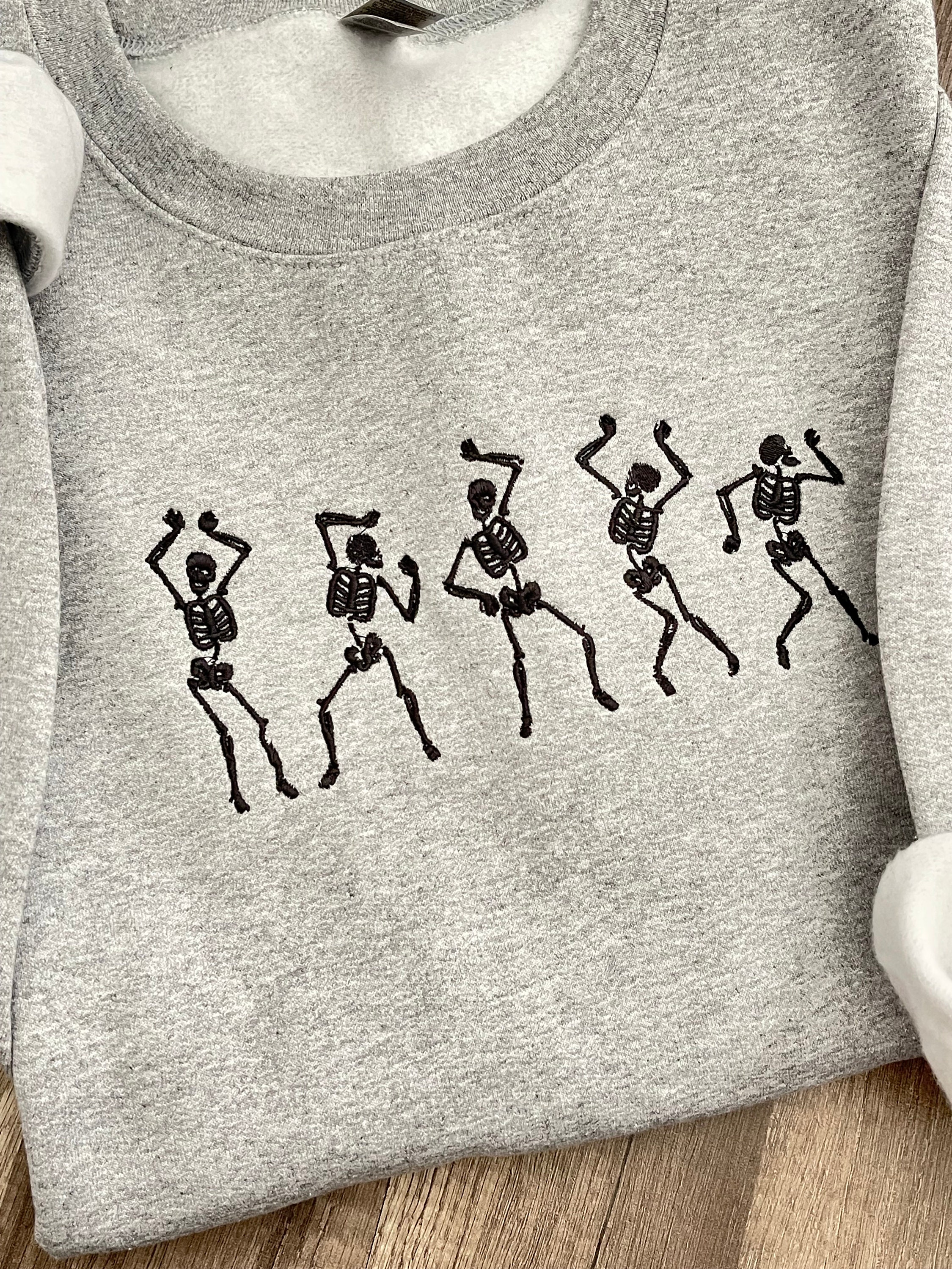 Embroidered Dainty Dancing Skeletons Sweatshirt - Etsy