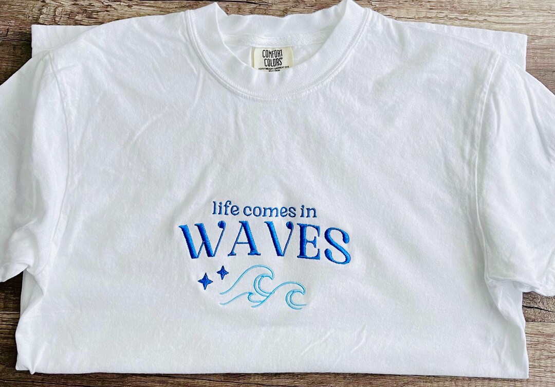 Embroidered Ocean Waves Shirt, Beach Shirt, Summer Shirt, Sunkissed ...